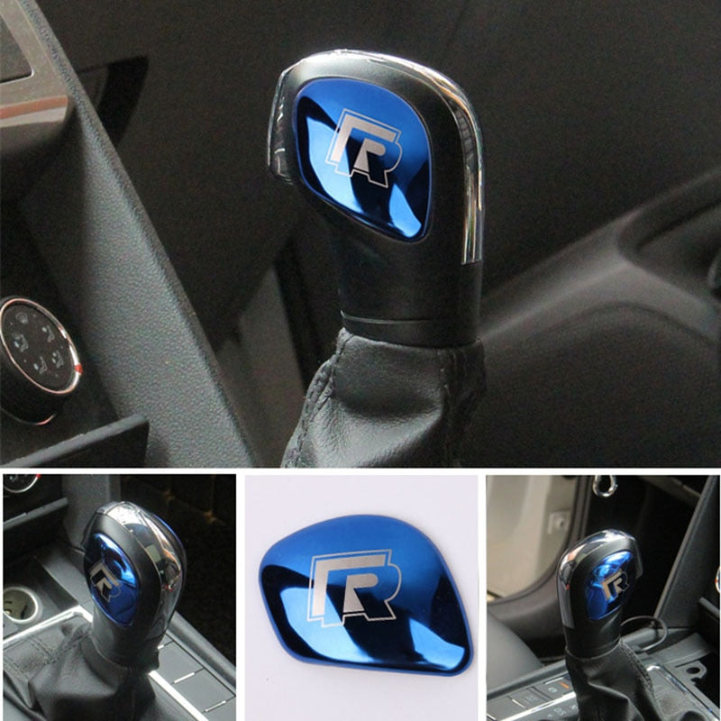 Car Gear Shift Knob Gear Head Cover R Symbol Stickers for VW Volkswage ...